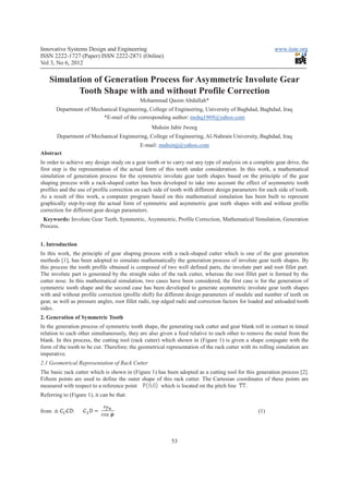 Simulation of generation process for asymmetric involute gear tooth ...