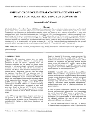 Simulation of incremental conductance mppt with direct control method using cuk converter | PDF ...