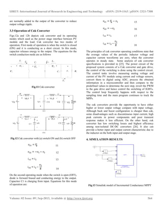 Simulation of incremental conductance mppt with direct control method using cuk converter | PDF ...