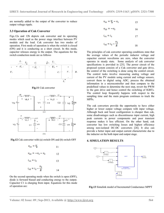 Simulation of incremental conductance mppt with direct control method using cuk converter | PDF