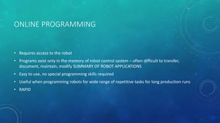 Simulation of robotic positions and programming | PPT