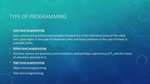 Simulation of robotic positions and programming | PPT