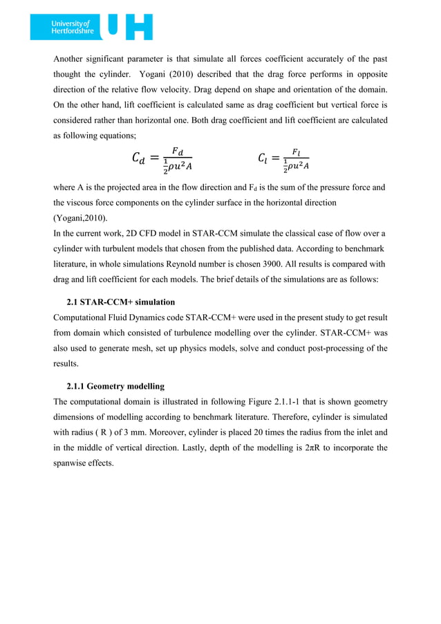 Simulation of segregated flow over the 2 d cylinder using star ccm+ ...