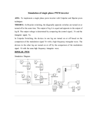 Simulation of single phase pwm inverter | DOCX