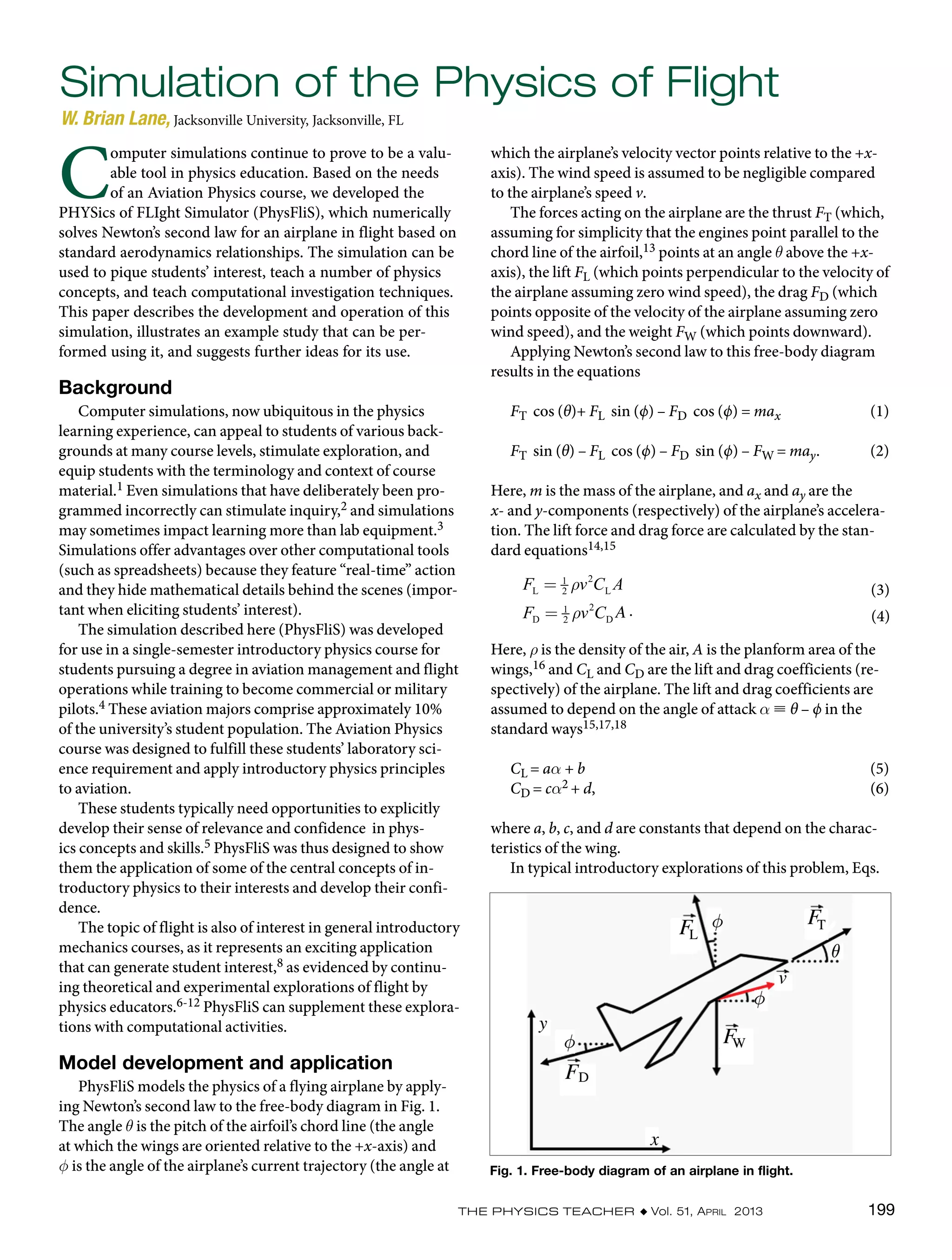 Simulation of the physics of flight | PDF