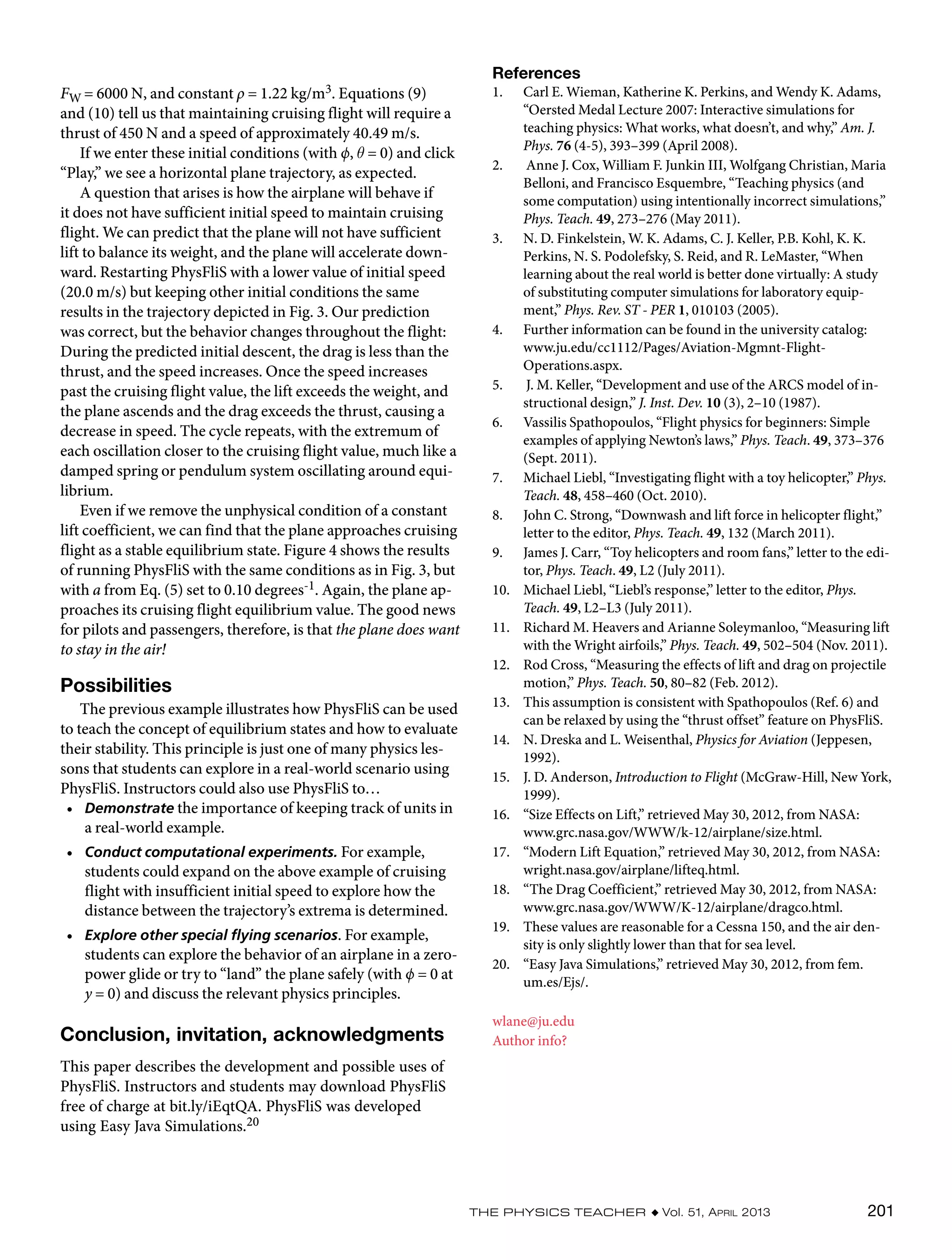 Simulation of the physics of flight | PDF