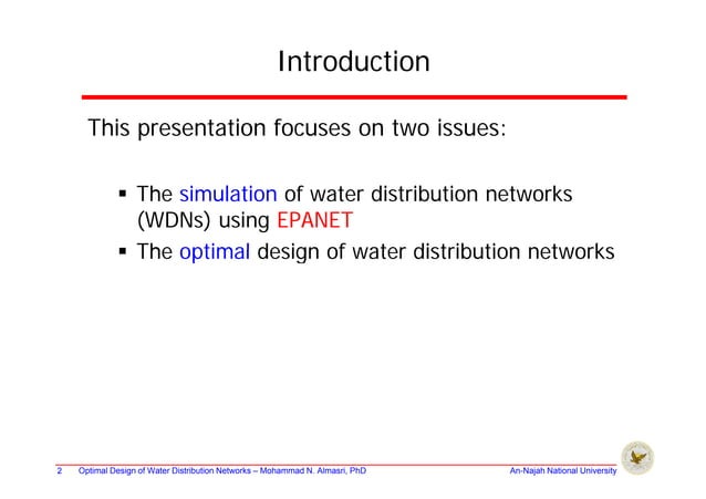 Simulation Of Water Distribution Networks The Use Of Epanet Pdf