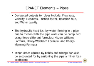 Simulation of water distribution networks the use of epanet | PDF