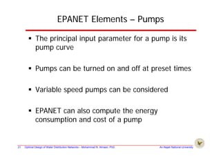 Simulation of water distribution networks the use of epanet | PDF