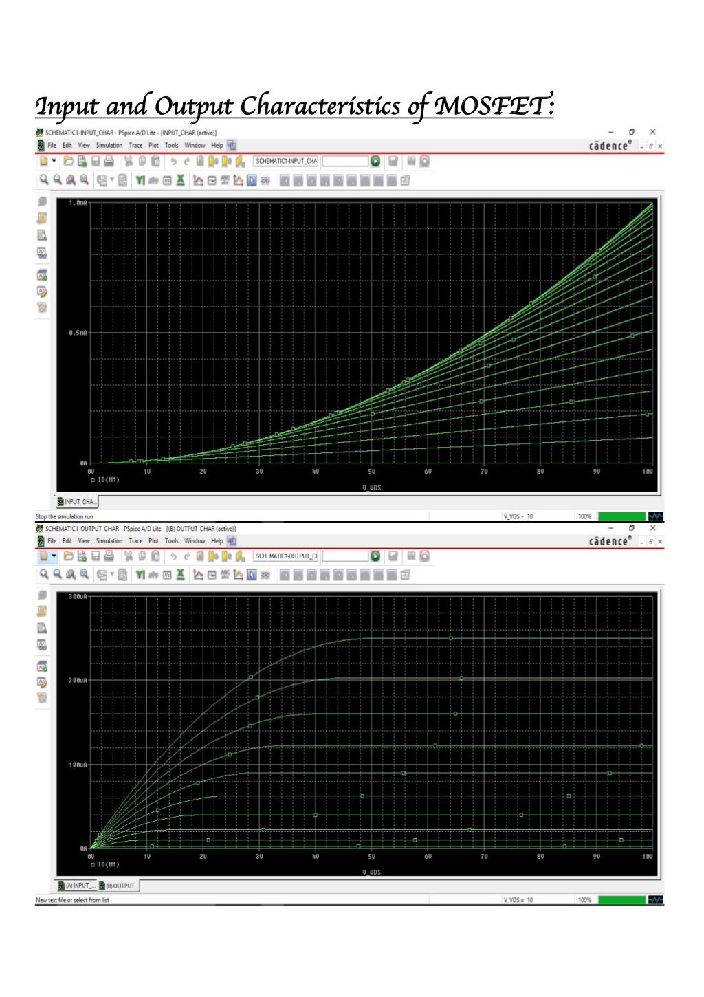 Simulation Using Orcad Pspice Of Mosfet Input And Output Characteris…