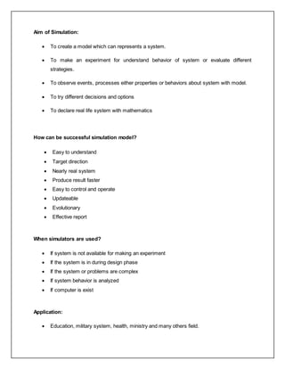 Simulation report | DOCX | Biological Sciences | Science