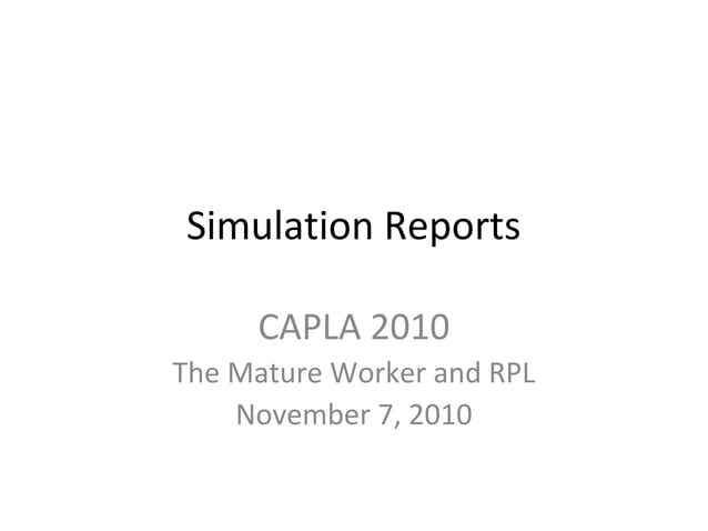 Simulation reports v01 | PPT