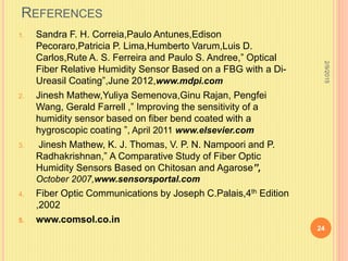 Relative Humidity sensors using optical fiber technologies | PPTX