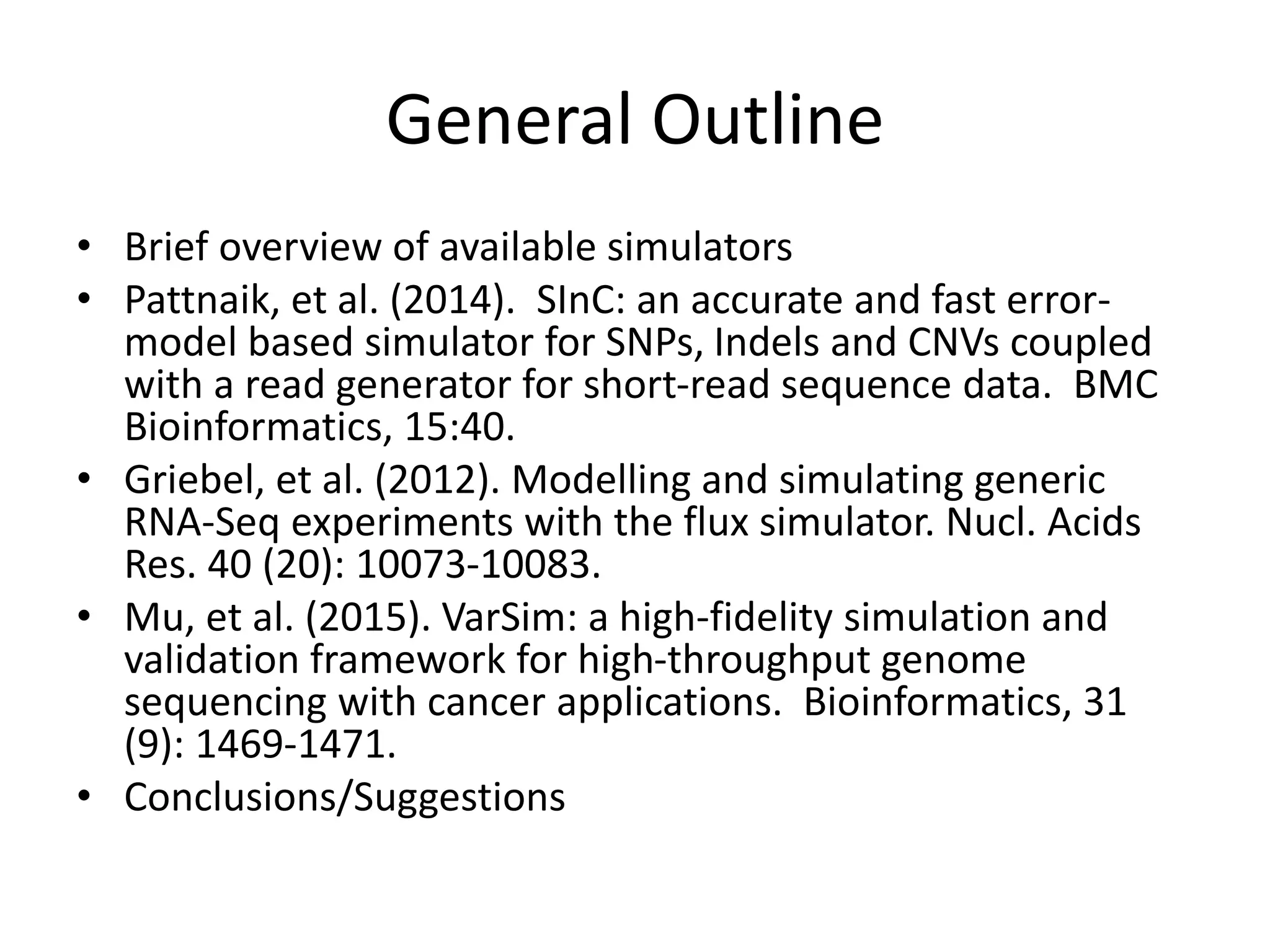 DNA/RNA read simulators | PPTX