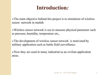 Wireless Sensor Network Simulation using matlab Iintroductory presenatation | PDF