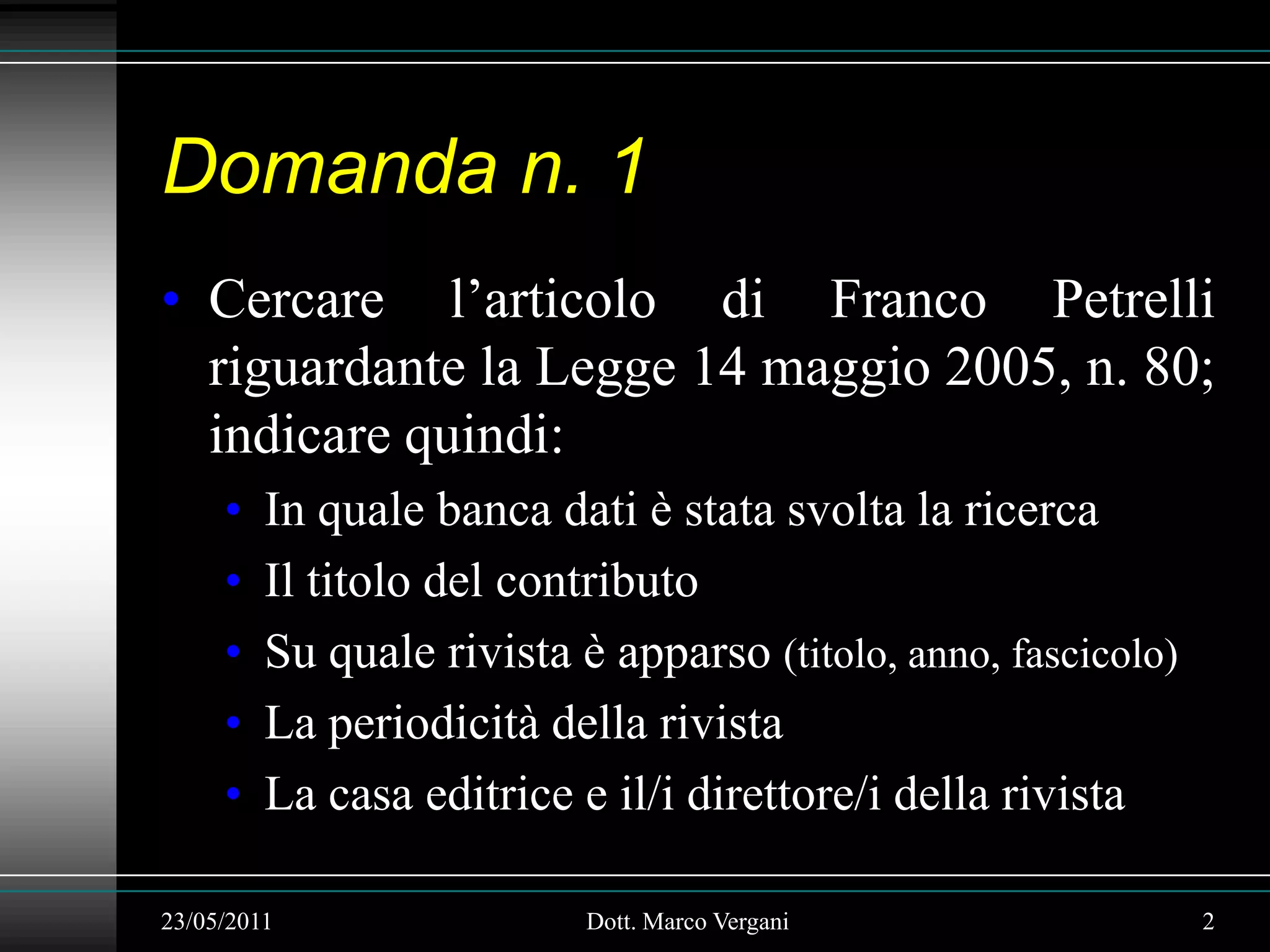 2* simulazione prova finale | PPTX