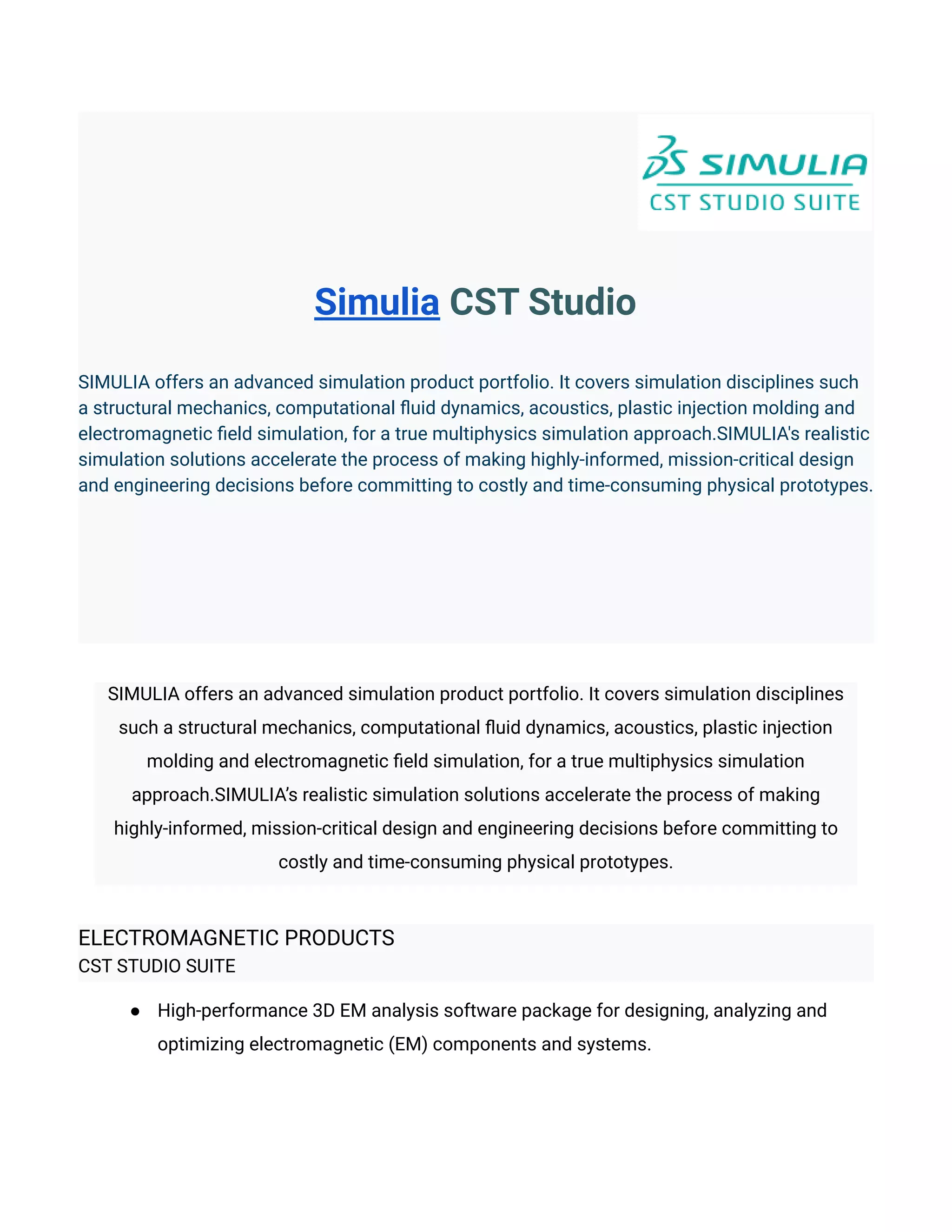 Simulia cst studio | PDF