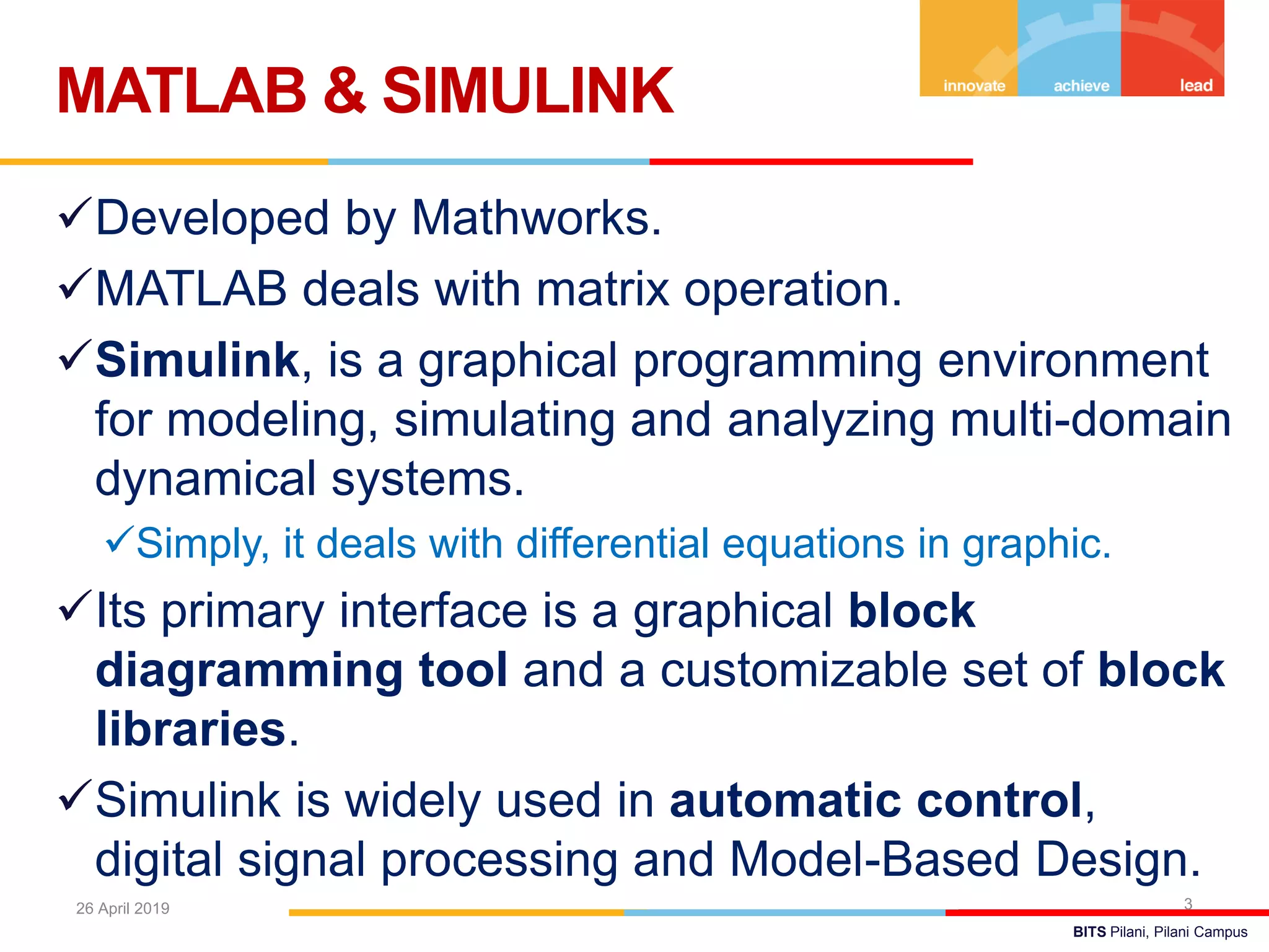 Simulink lecture sliet | PDF | Computing | Technology & Computing