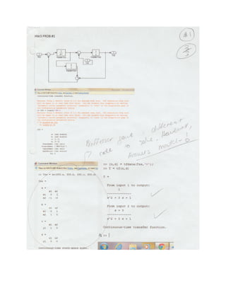MATLAB / Simulink HW for Linear Control Systems | PDF