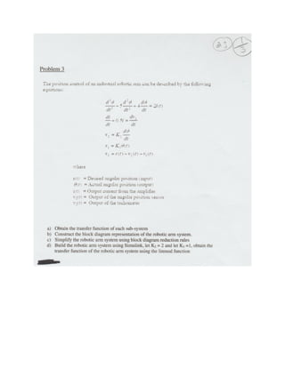 MATLAB / Simulink HW for Linear Control Systems | PDF