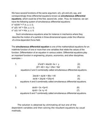 Simultaneous differential equations | PDF
