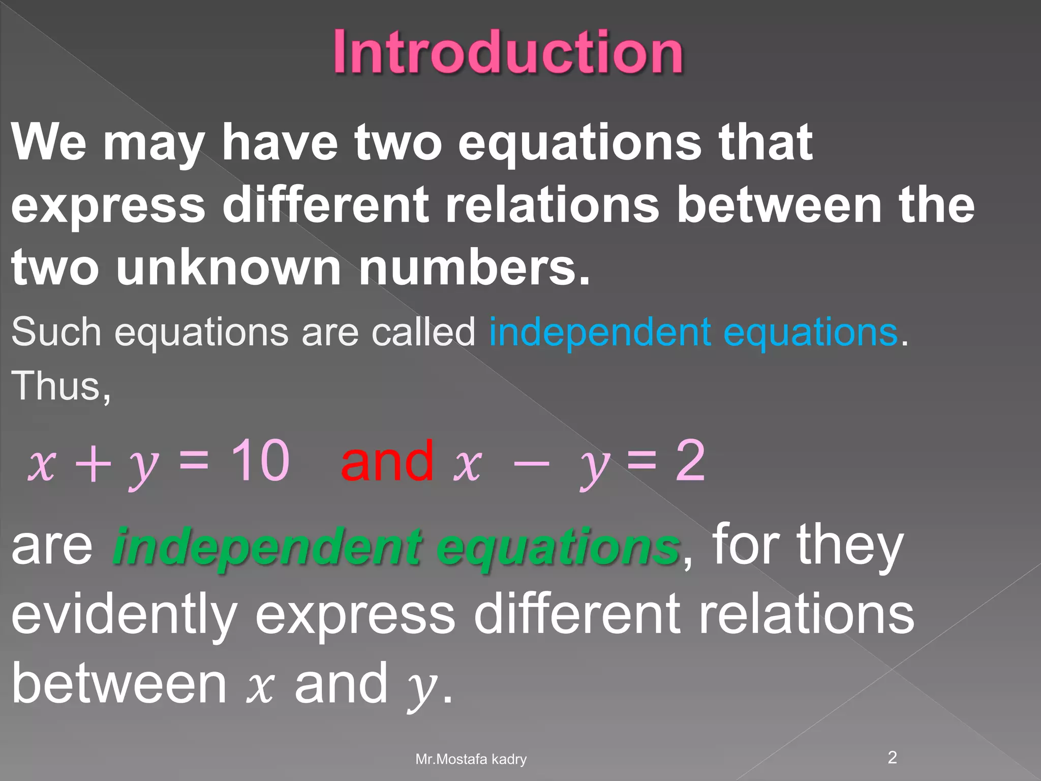 Simultaneous equation | PPTX