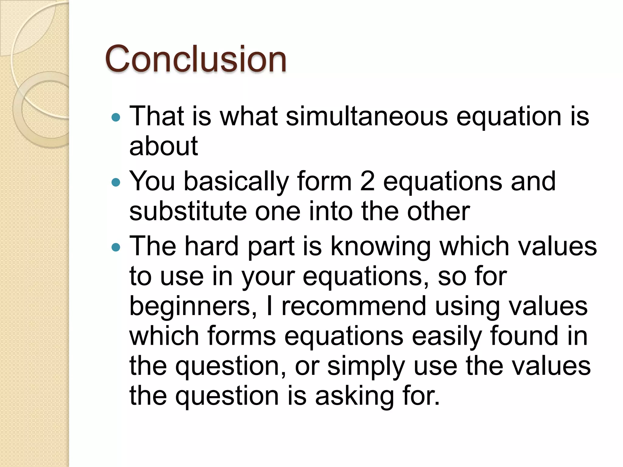 Simultaneous equations | PPT