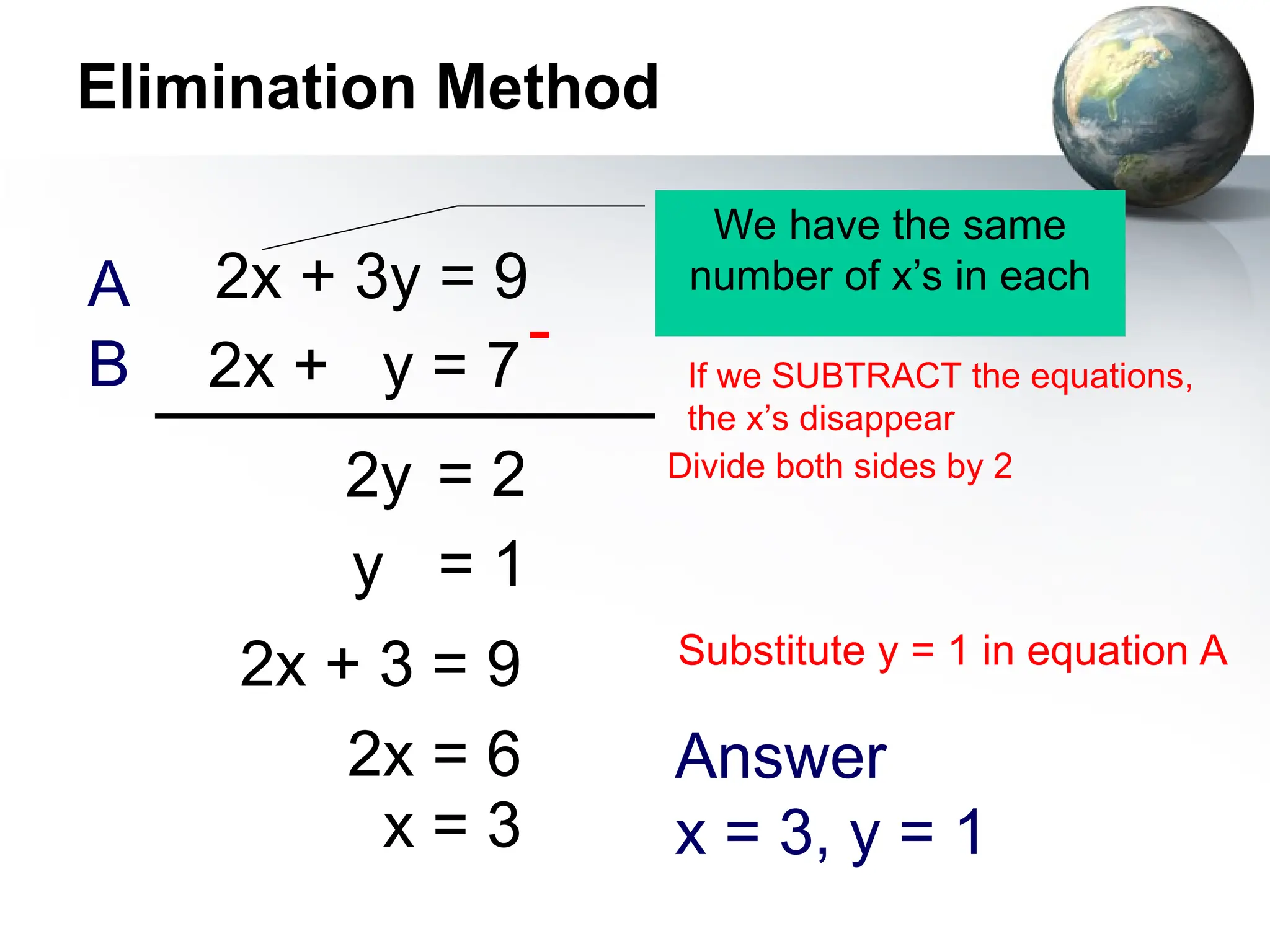 Solving Simultaneous equations using Substitution and Elimination.ppt