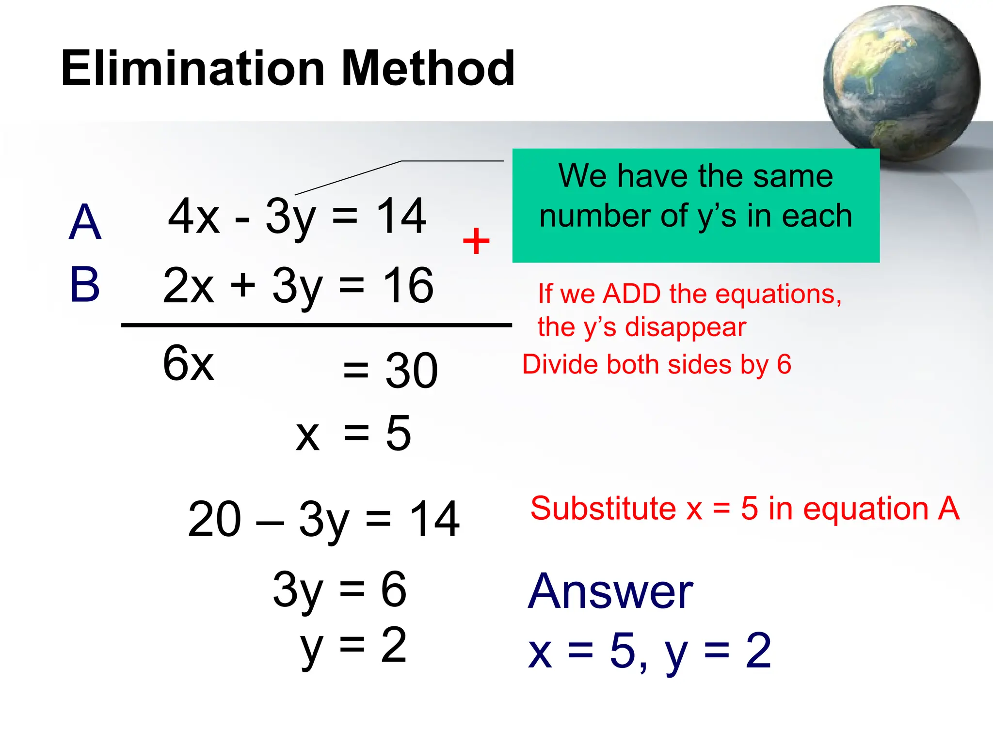 Solving Simultaneous equations using Substitution and Elimination.ppt