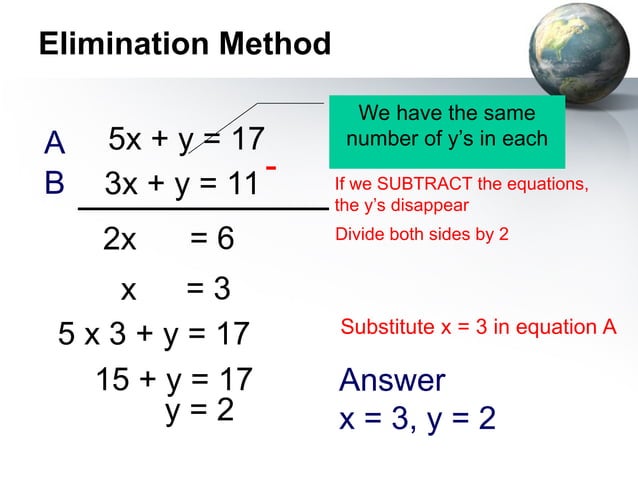 Solving Simultaneous equations using Substitution and Elimination.ppt