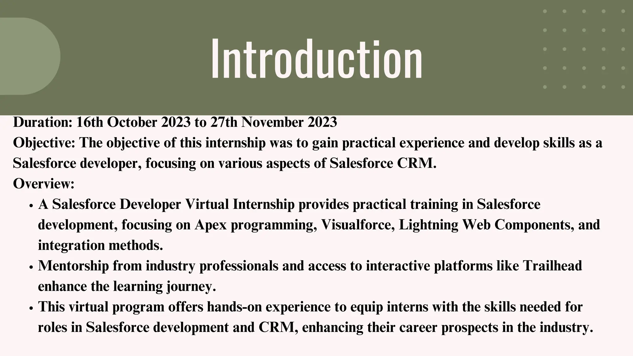 internship ppt on smartinternz platform as salesforce developer | PDF