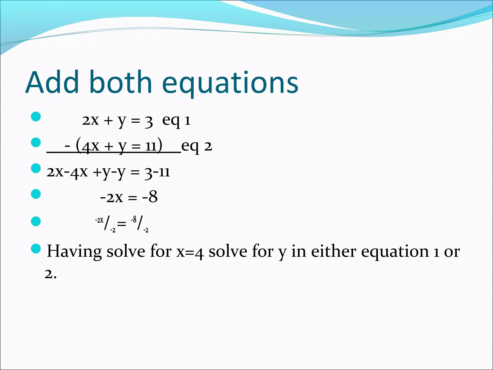 Simultaneous equations elimination 2 | PPT