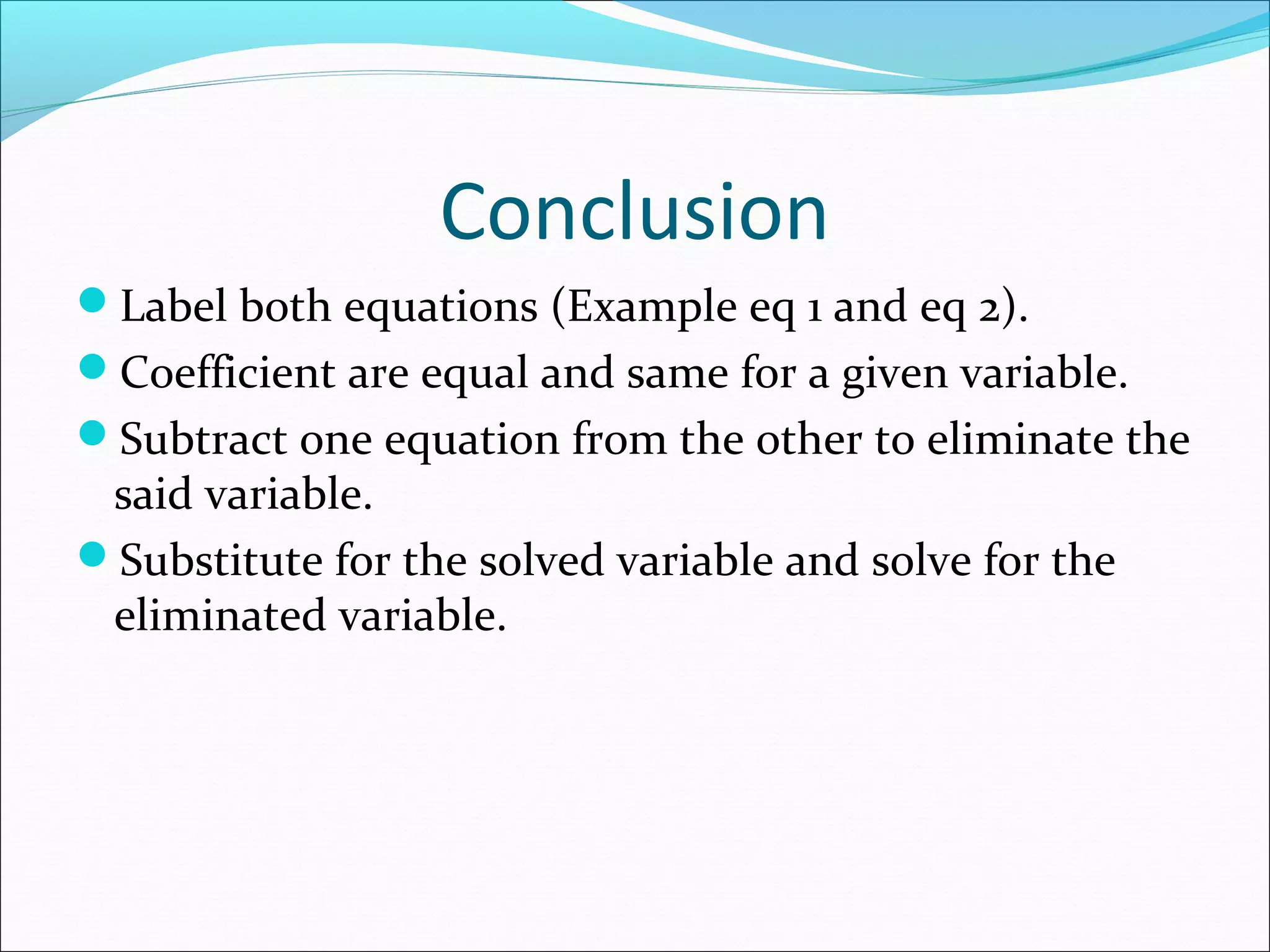 Simultaneous equations elimination 2 | PPT