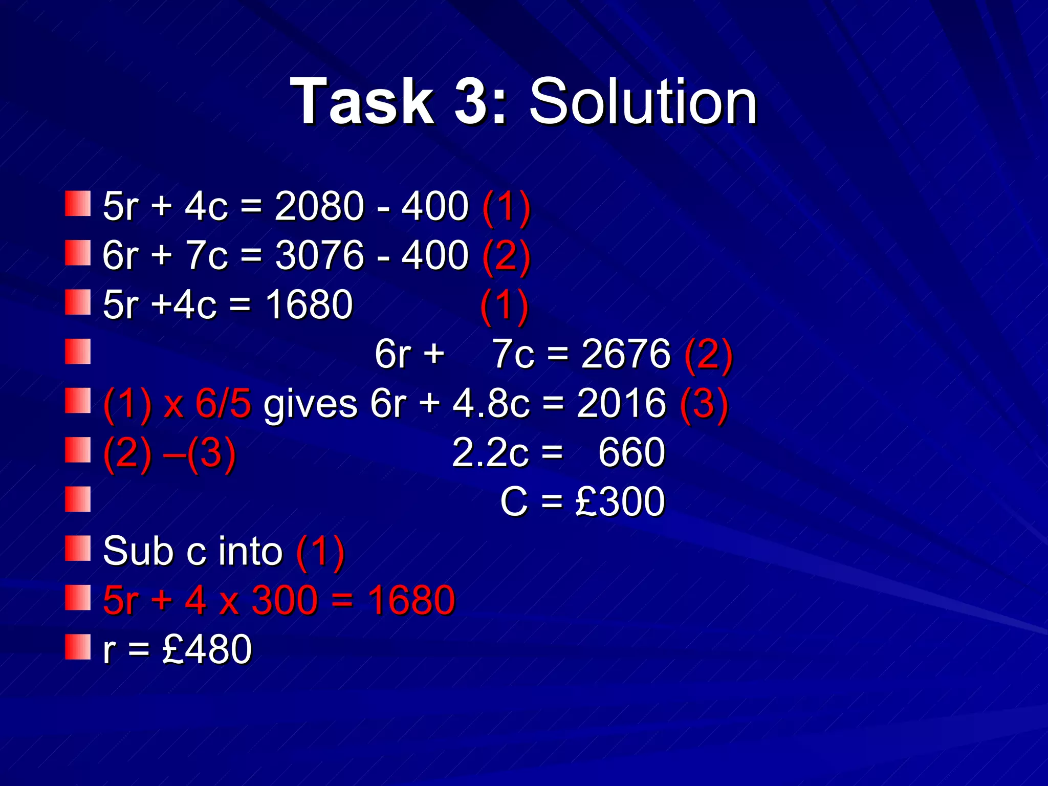 Simultaneous Equations Practical Construction | PPT