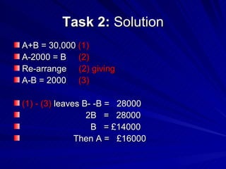 Simultaneous Equations Practical Construction | PPT