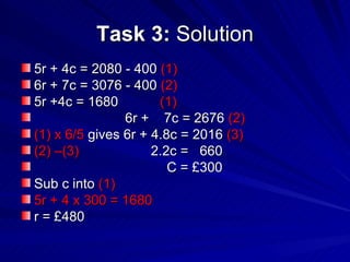 Simultaneous Equations Practical Construction | PPT