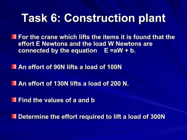 Simultaneous Equations Practical Construction | PPT
