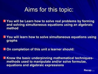 Simultaneous Equations Practical Construction | PPT