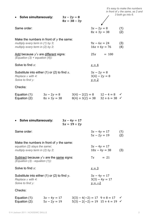 Simultaneous equations teaching.pdf | Physics | Science