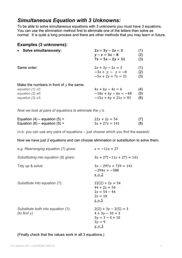 Simultaneous equations teaching.pdf | Physics | Science