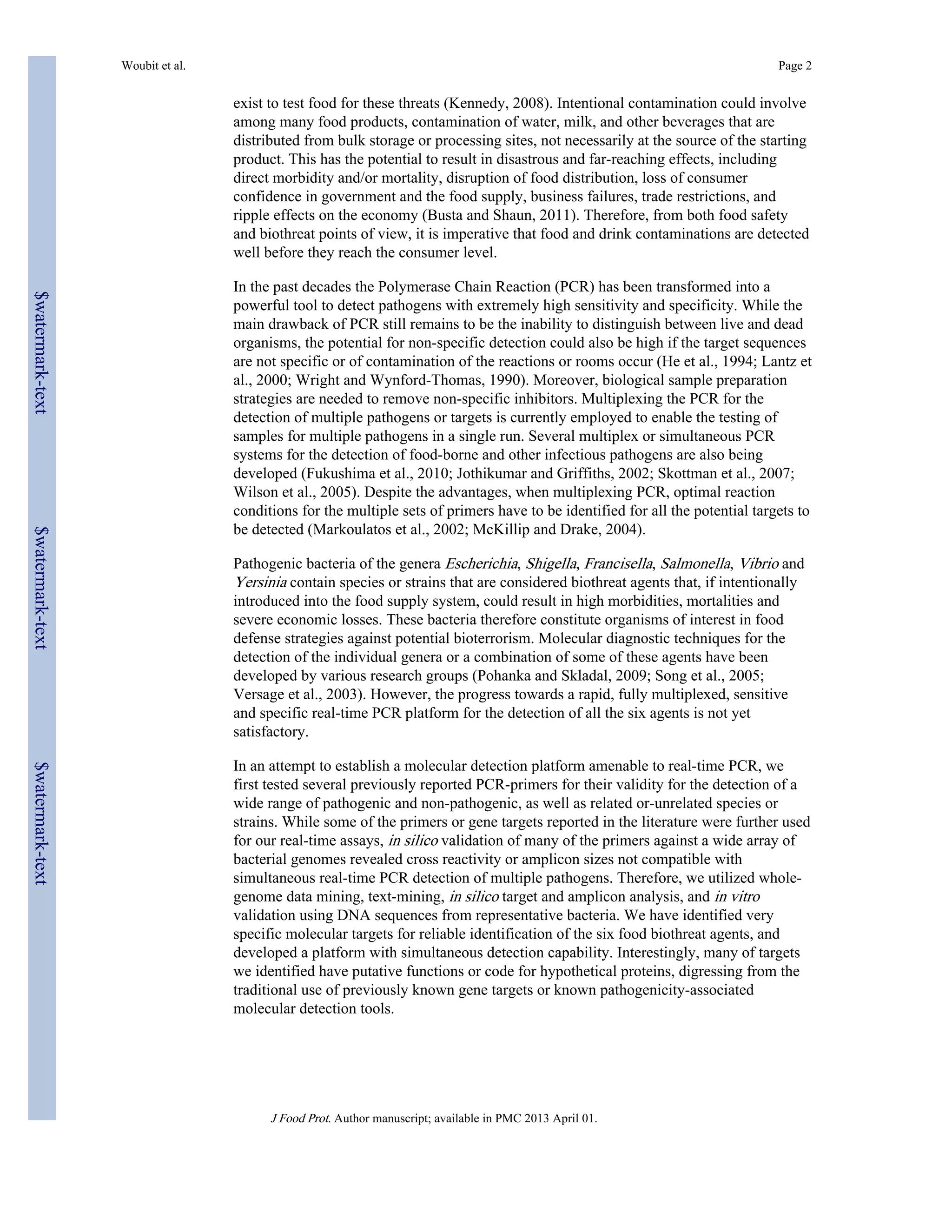 Simultaneous, specific and real time detection of biothreat and ...