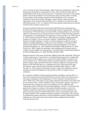 Simultaneous, specific and real time detection of biothreat and ...