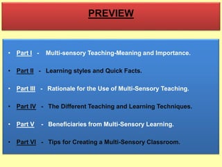 Multisensory Teaching : Learning in a innovative way | PPTX