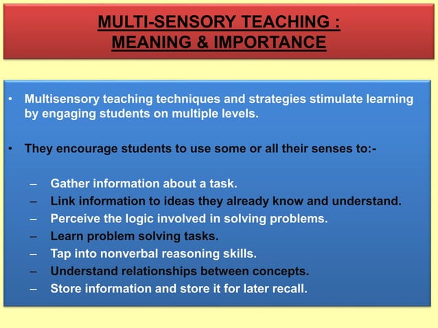 Multisensory Teaching : Learning in a innovative way | PPT