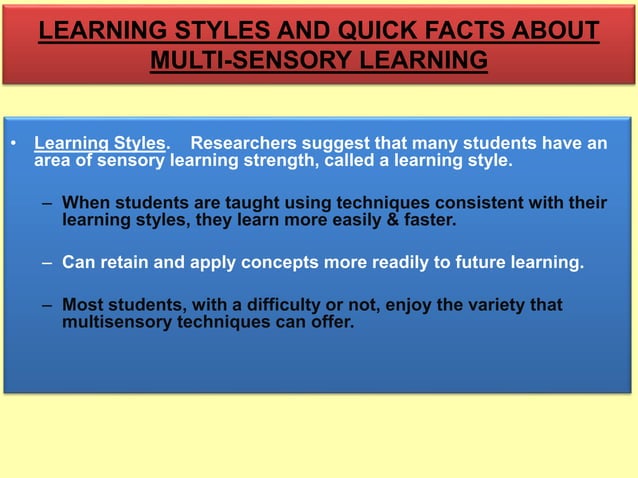 Multisensory Teaching : Learning in a innovative way | PPT