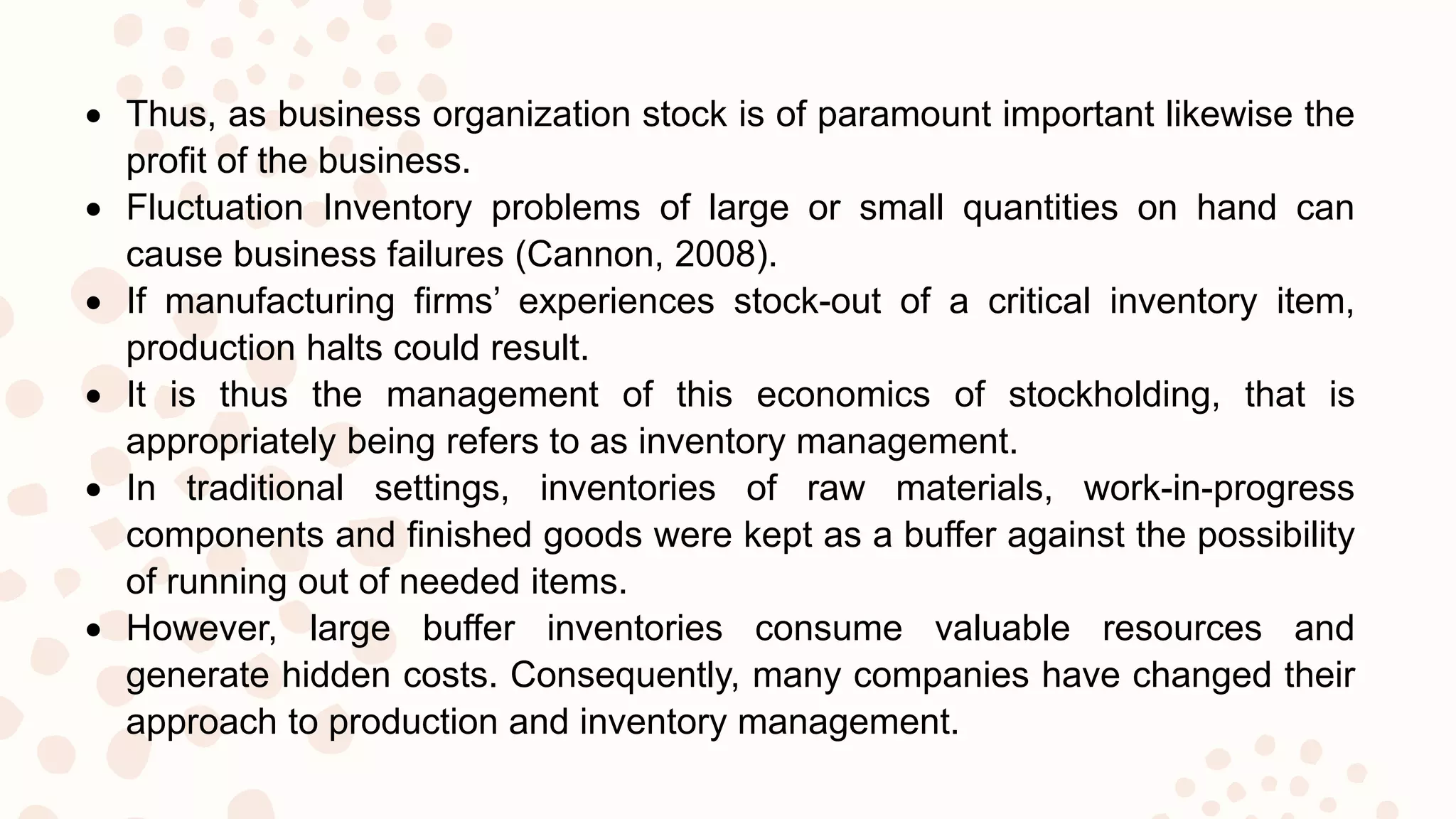 Inventory Management (Intro, types, spares mgmt) & Role of stores ...