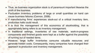 Inventory Management (Intro, types, spares mgmt) & Role of stores ...