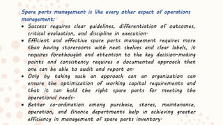 Inventory Management (Intro, types, spares mgmt) & Role of stores ...