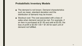 EOQ-complete, Just in Time (JIT), Lead time analysis, Inventory models ...