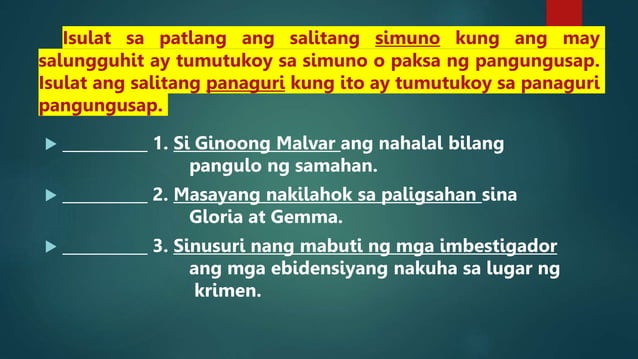 Simuno at Panaguri kahulugan at kahalagahan | PPTX